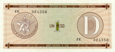 Cuba 1 Peso Exchange Cerificate Seria D UNC, clasor B1