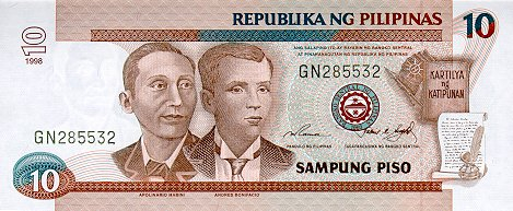 Filipine 10 Piso 2001 UNC, clasor B1