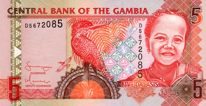 Gambia 5 Dalasis 2013 P-25c UNC, clasor A1