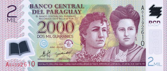 Paraguay, 2000 Guaranies 2008-2017, polimer, clasor A1