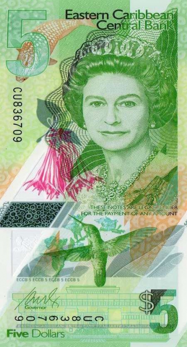 Insulele Caraibe, 5 Dolari (2021) - P56 UNC ( polimer ), clasor B1