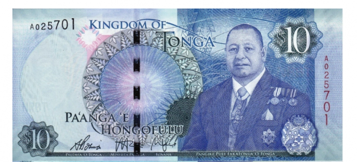 TONGA 10 pa'anga 2015 UNC, clasor M1