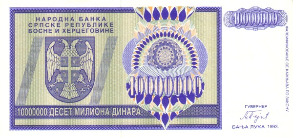 BOSNIA-HERTEGOVINA 10.000.000 dinara 1993 BANJA LUKA UNC, clasor M1