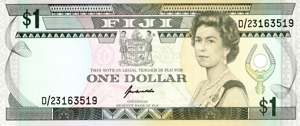 Fiji 1 Dolar 1993, bancnota Regina Elisabeta II, aproape necirculata