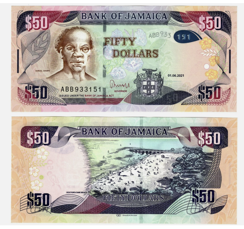 Jamaica 50 Dolari 2021, necirculata, Samuel Sharpe, erou national