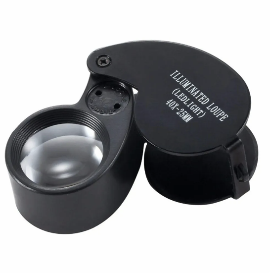 Lupa profesionala pentru monede / bancnote / timbre 40 x 25 mm, Led si ...