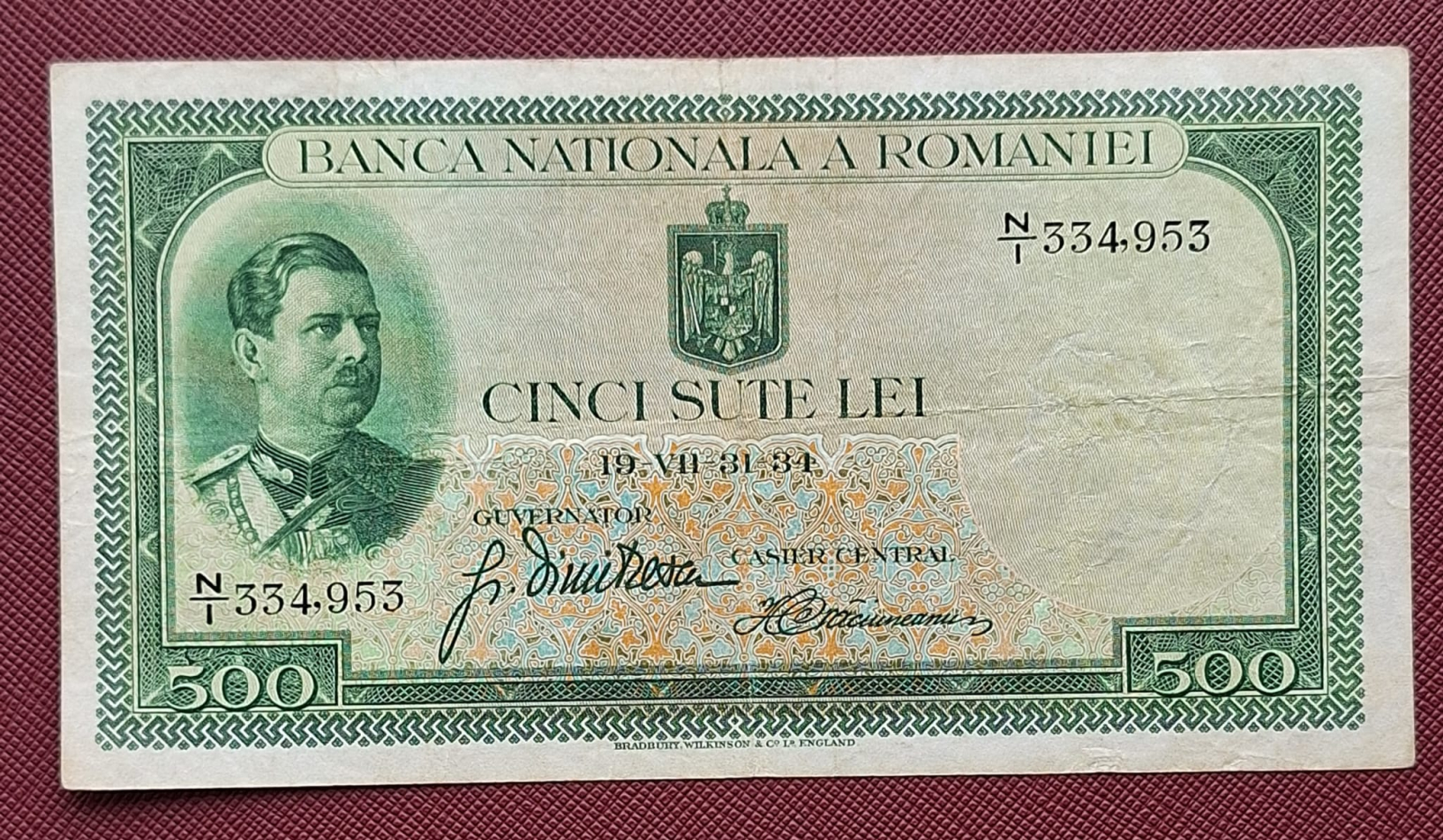 Romania, bancnota 500 lei 1934, Regele Carol II, circulata