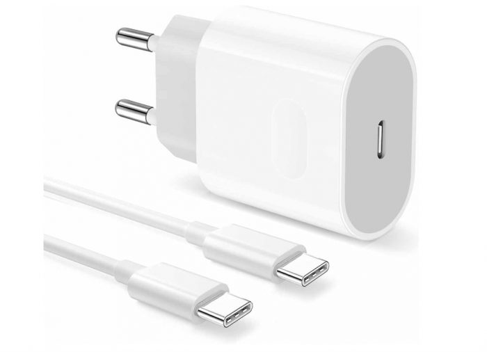 Încărcător iPhone 15, Adaptor USB C de 20 W cu cablu original de tip C de 2 m - RESIGILAT ️ eSecond