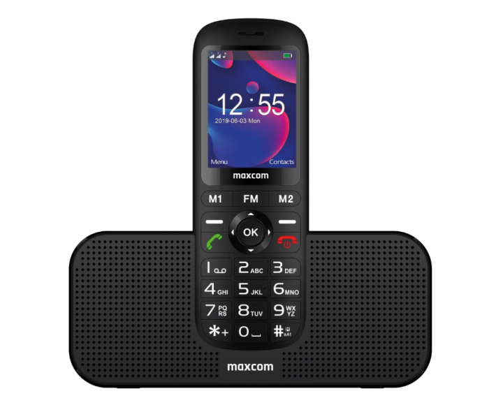 Telefon mobil MaxCom MM740, Dual SIM, Black + Stand incarcare ...
