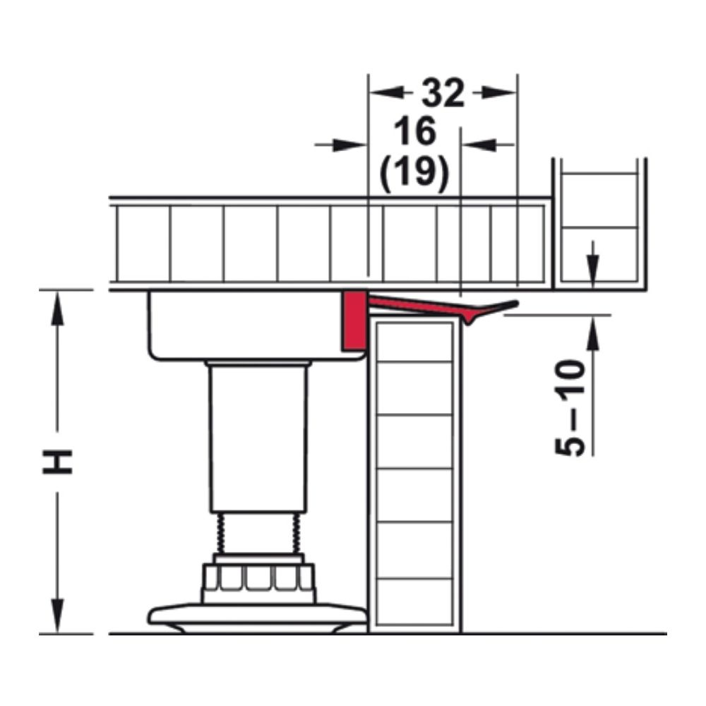 Picior Axilo 78, H100mm - HAFELE
