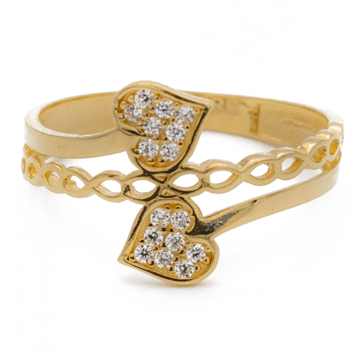Inel Doua Inimi Aur 14k | GOLD PIC