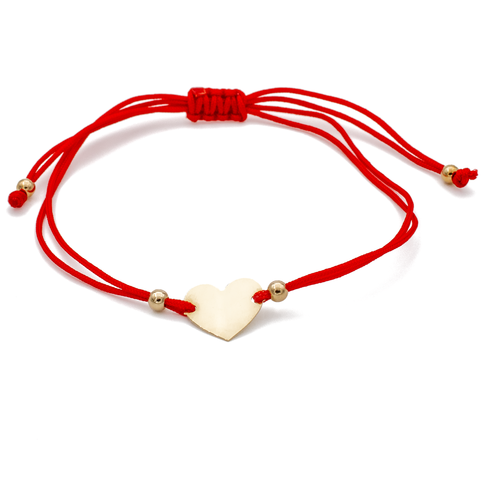 Bratara Inima si bile din Aur 14k cu snur Rosu | GOLD PIC