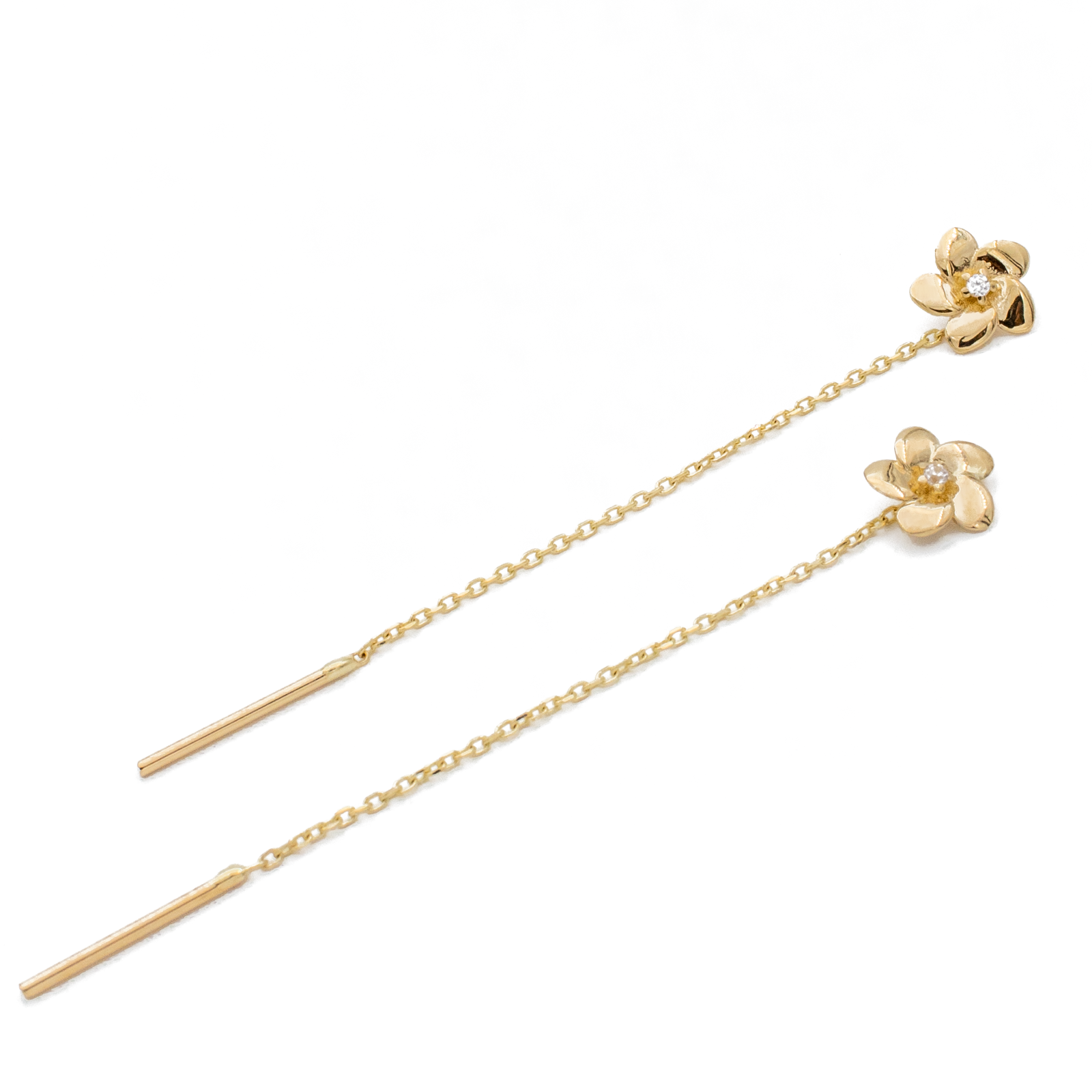 Cercei Floare cu Lant Aur 14k | GOLD PIC