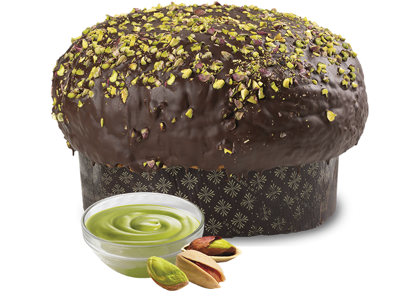 Panettone cu Fistic, crema siciliana de fistic, acoperit cu ciocolata ...