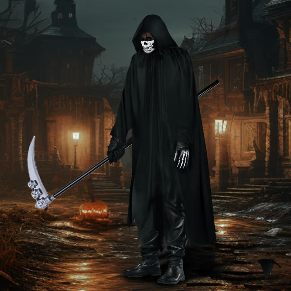 Costum Grim Reaper copii Halloween pelerina cu gluga masca craniu ...