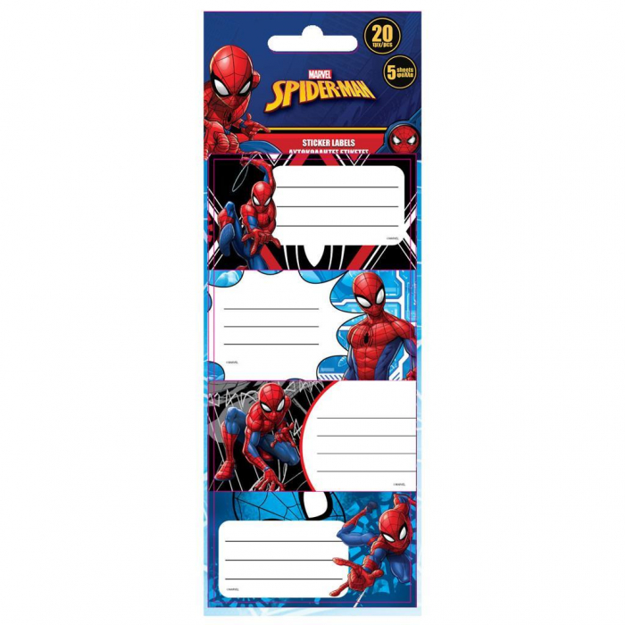 DIA ETICHETE SCOLARE AUTOADEZIVE 20/SET SPIDERMAN 508439