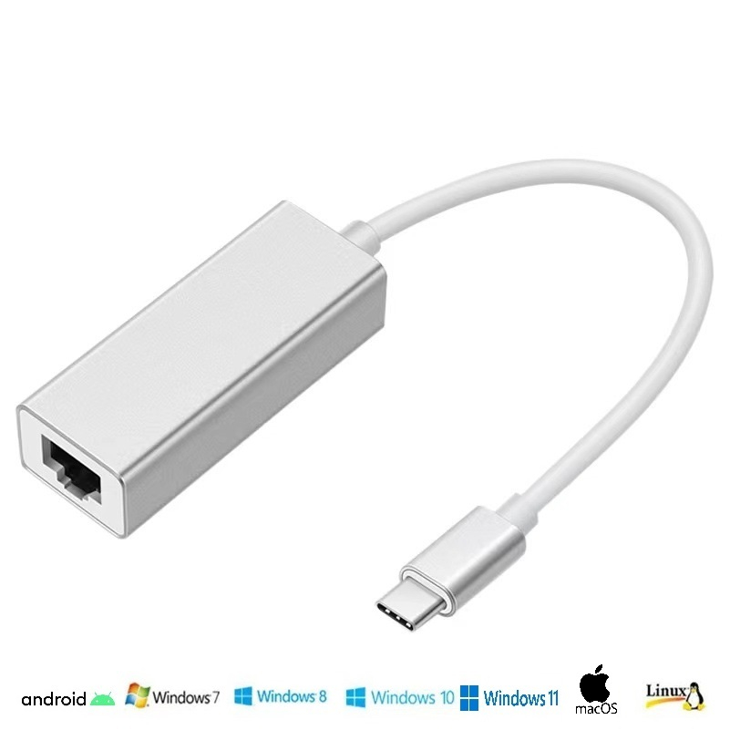 Adaptor Type C to RJ45 Ethernet, 100 mbps, Argintiu