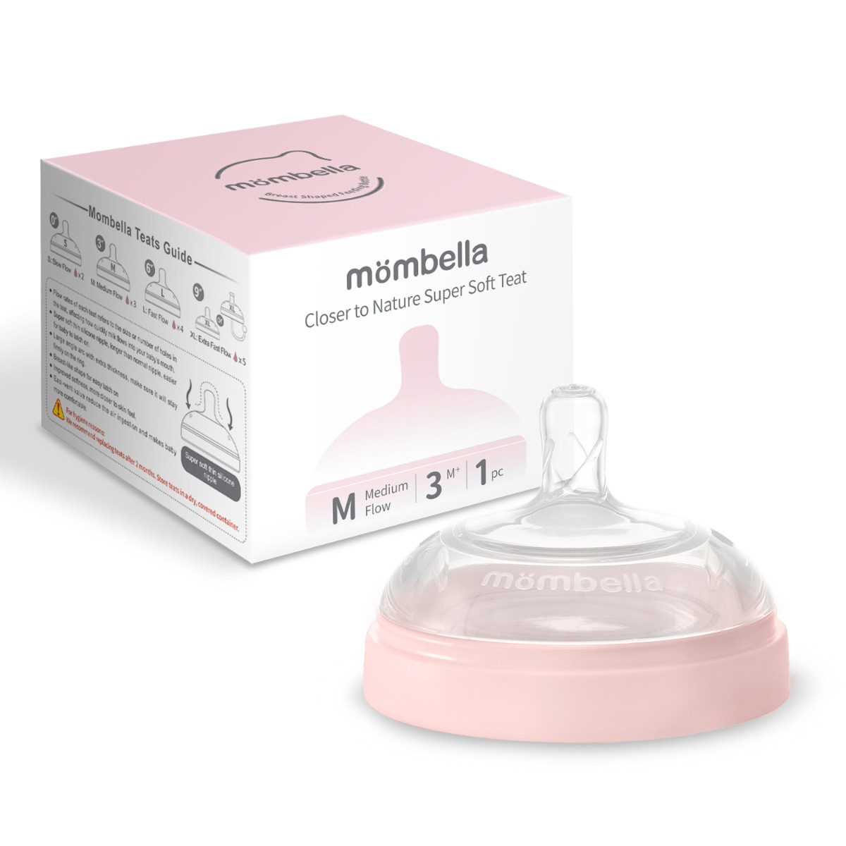 Tetină Anti-colici din silicon Mombella Breast Like, Flux Mediu ...