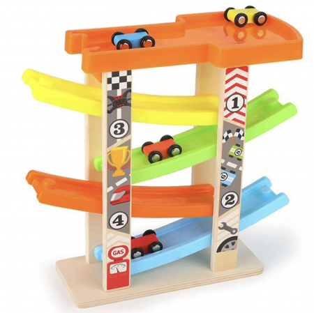Pista cu masinute pentru raliu, cu 7 nivele, din lemn