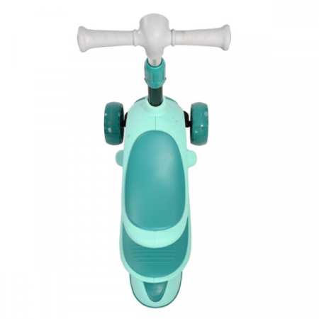 Trotineta Trio Scooter, 3 in 1 cu scaunel, roti groase cu lumini, verde ...
