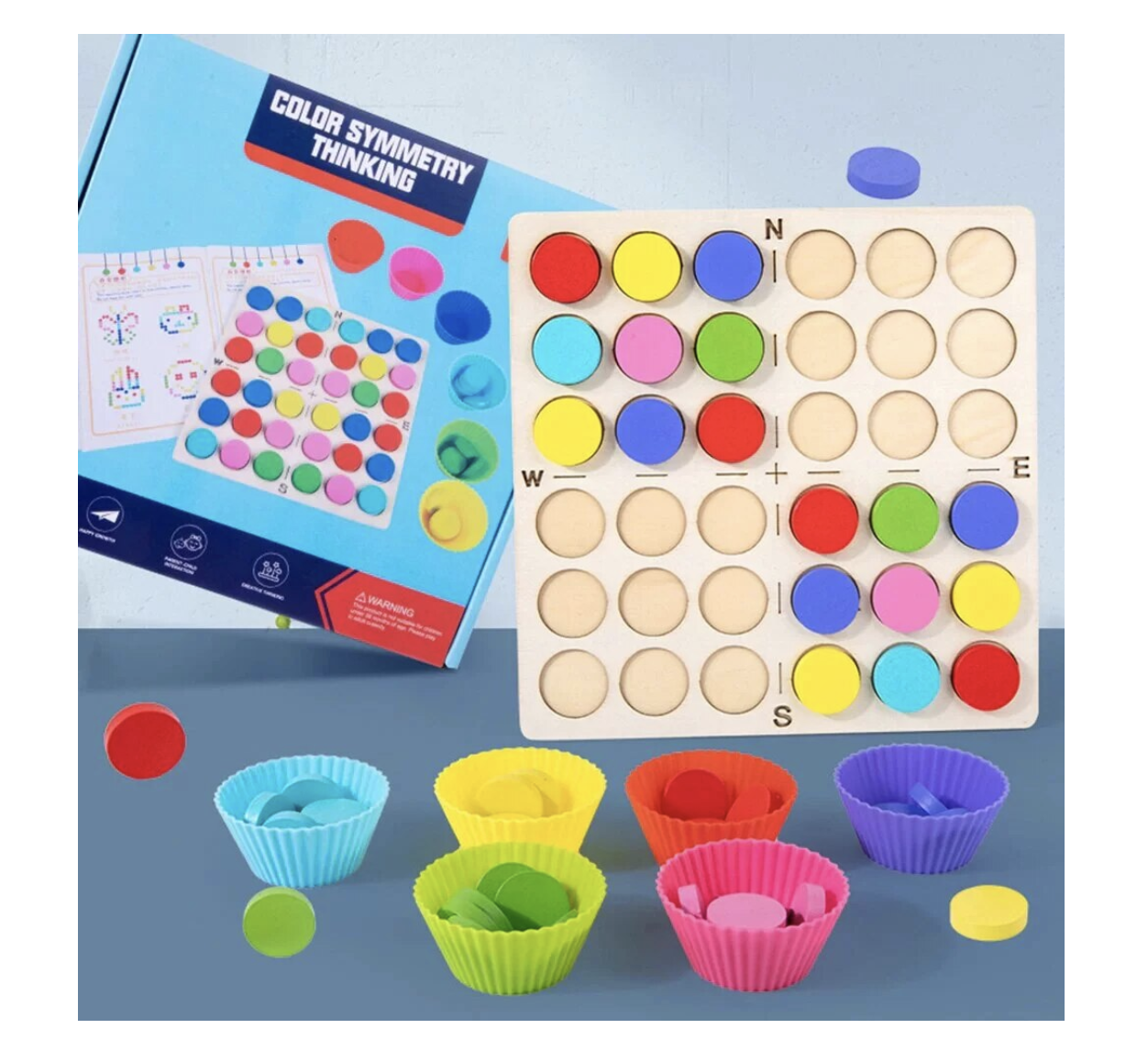 Joc Montessori cu jetoane colorate de logica, memorie si asociere ...
