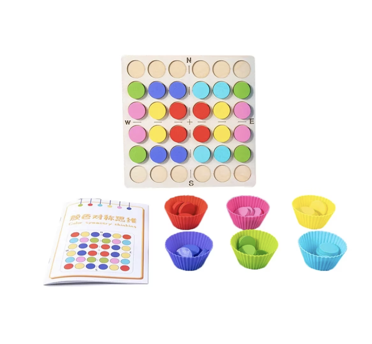 Joc Montessori cu jetoane colorate de logica, memorie si asociere ...
