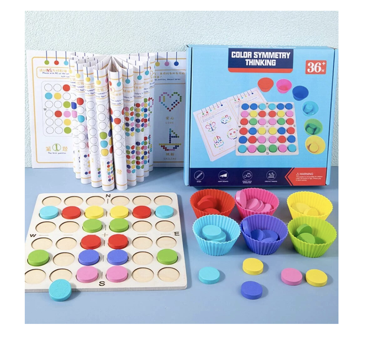 Joc Montessori cu jetoane colorate de logica, memorie si asociere ...
