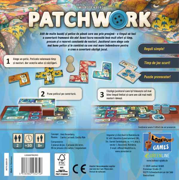 Patchwork Revised Edition – Joc pentru 2 Jucatori | Lex Hobby Store