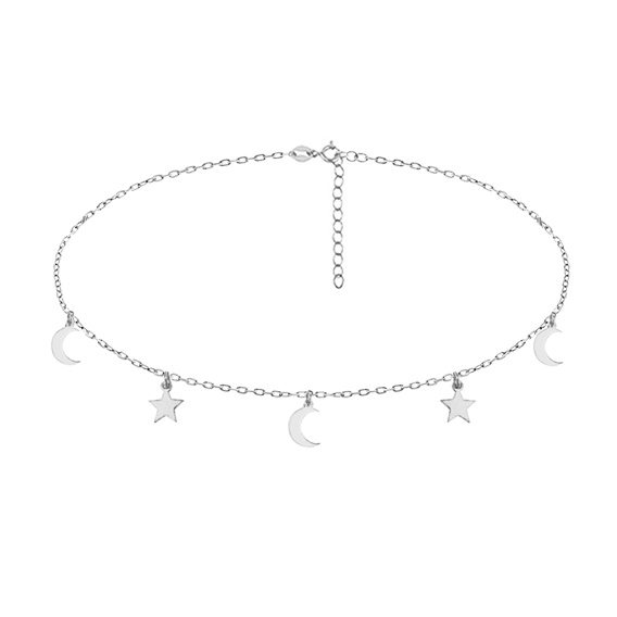 Choker argint moons & stars silver