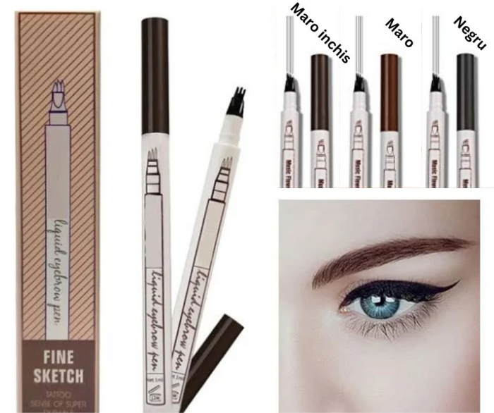 Creion pentru sprancene, Fine Sketch, Long Lasting, cu efect de ...