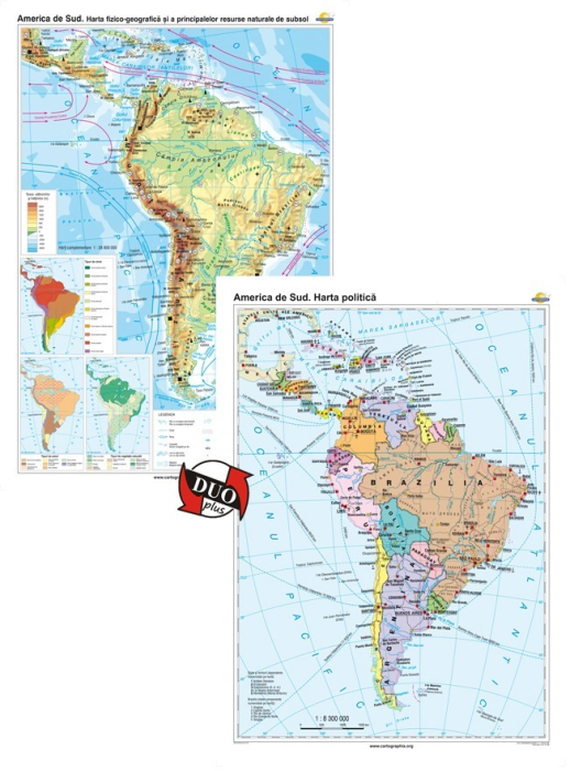America de sud. Harta fizico-geografica si a principalelor resurse ...