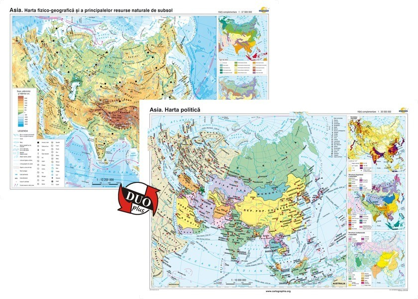 Asia. Harta fizico-geografica si a principalelor resurse naturale de ...