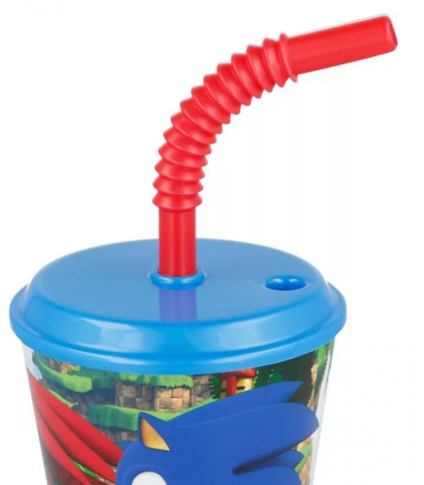 Pahar cu pai plastic Sonic, 430 ml