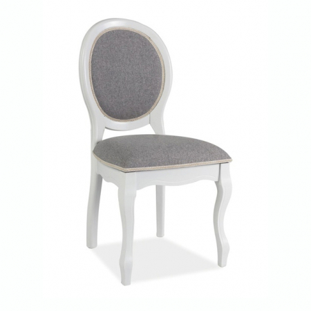 Scaun clasic alb din lemn cu spatar oval FNSC, tapiterie material ...