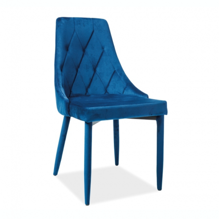 Scaun modern catifea bleumarin Trix Velvet fara brate, tapitat integral