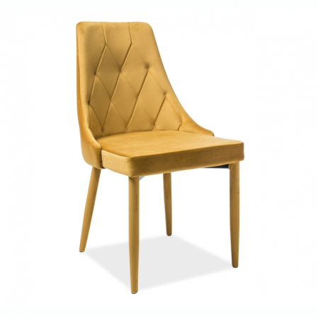 Scaun modern catifea galbena Trix Velvet fara brate, picioare imbracate