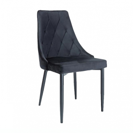 Scaun tapitat catifea neagra Trix B Velvet fara brate, picioare negre