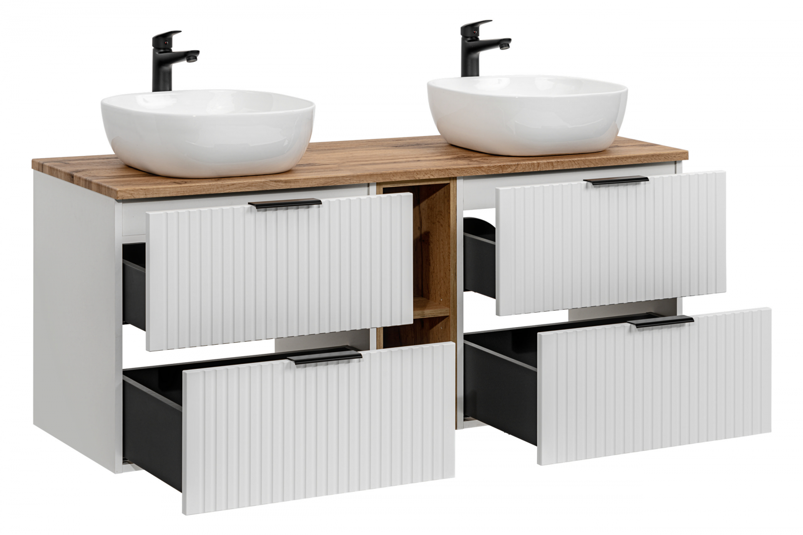 Cauti SET MOBILIER BAIE DUBLU CU LAVOAR ADEL WHITE 140 CM, MDF RIFLAT ...