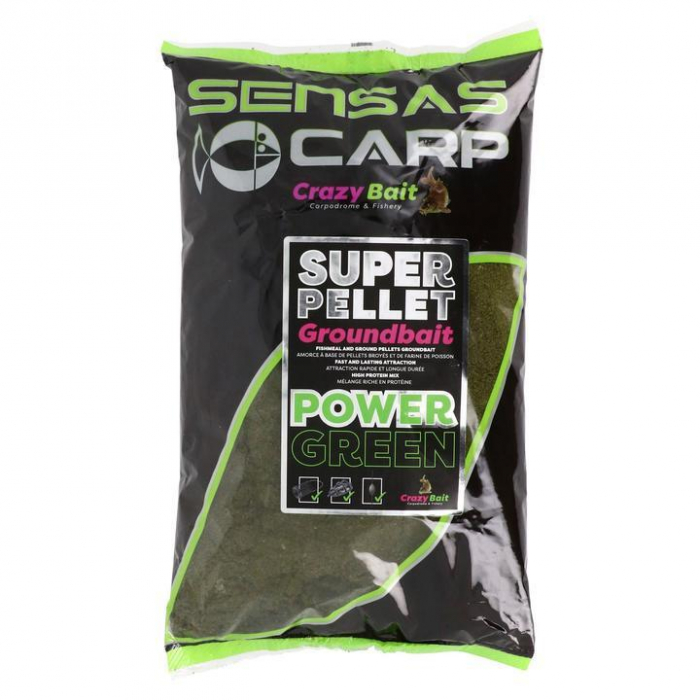 NADA SENSAS SUPER PELLET POWER GREEN, 1 KG
