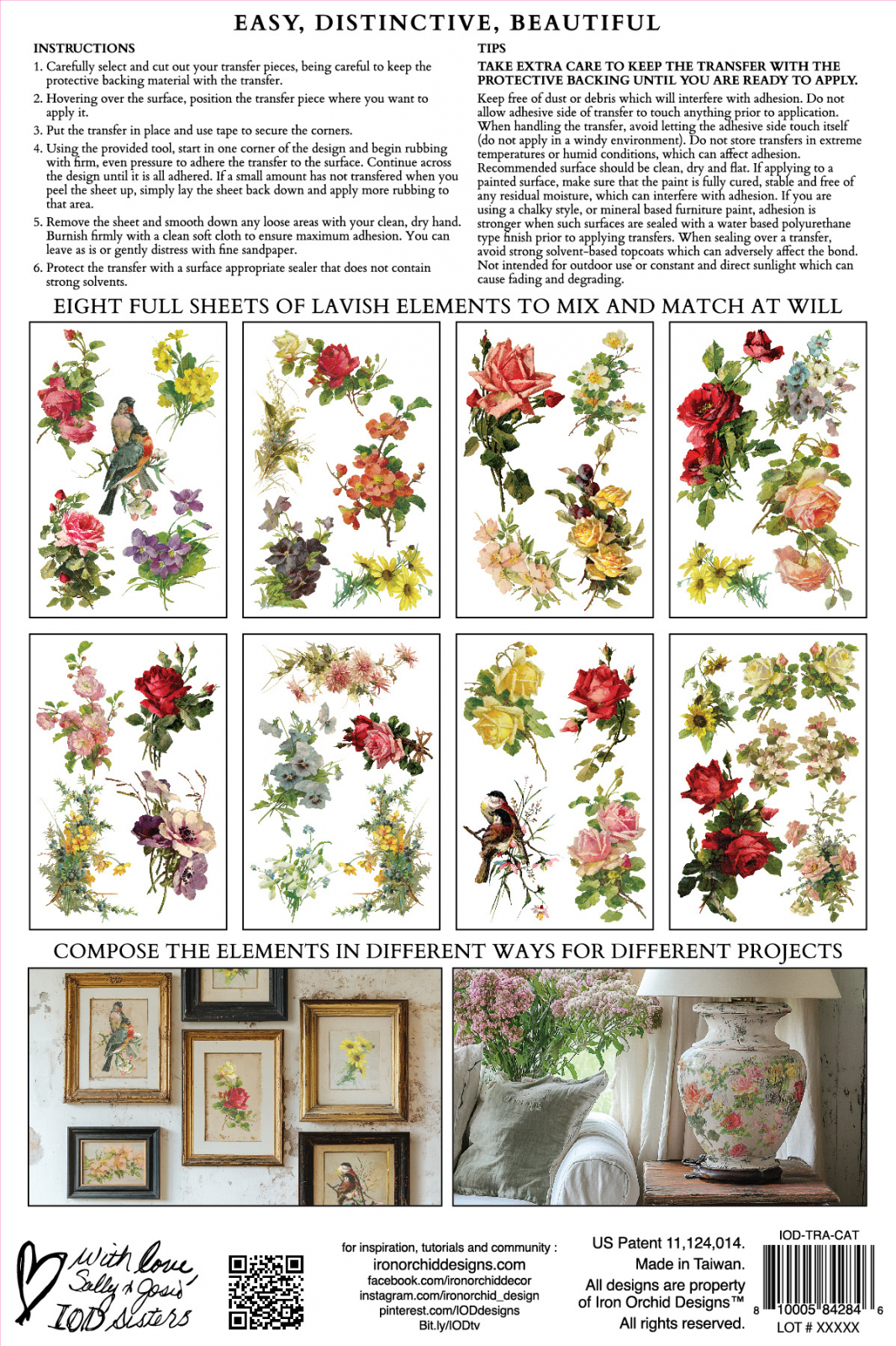 Transfer Decorativ IOD Catharina - Flori Vintage pentru Mobilier și ...