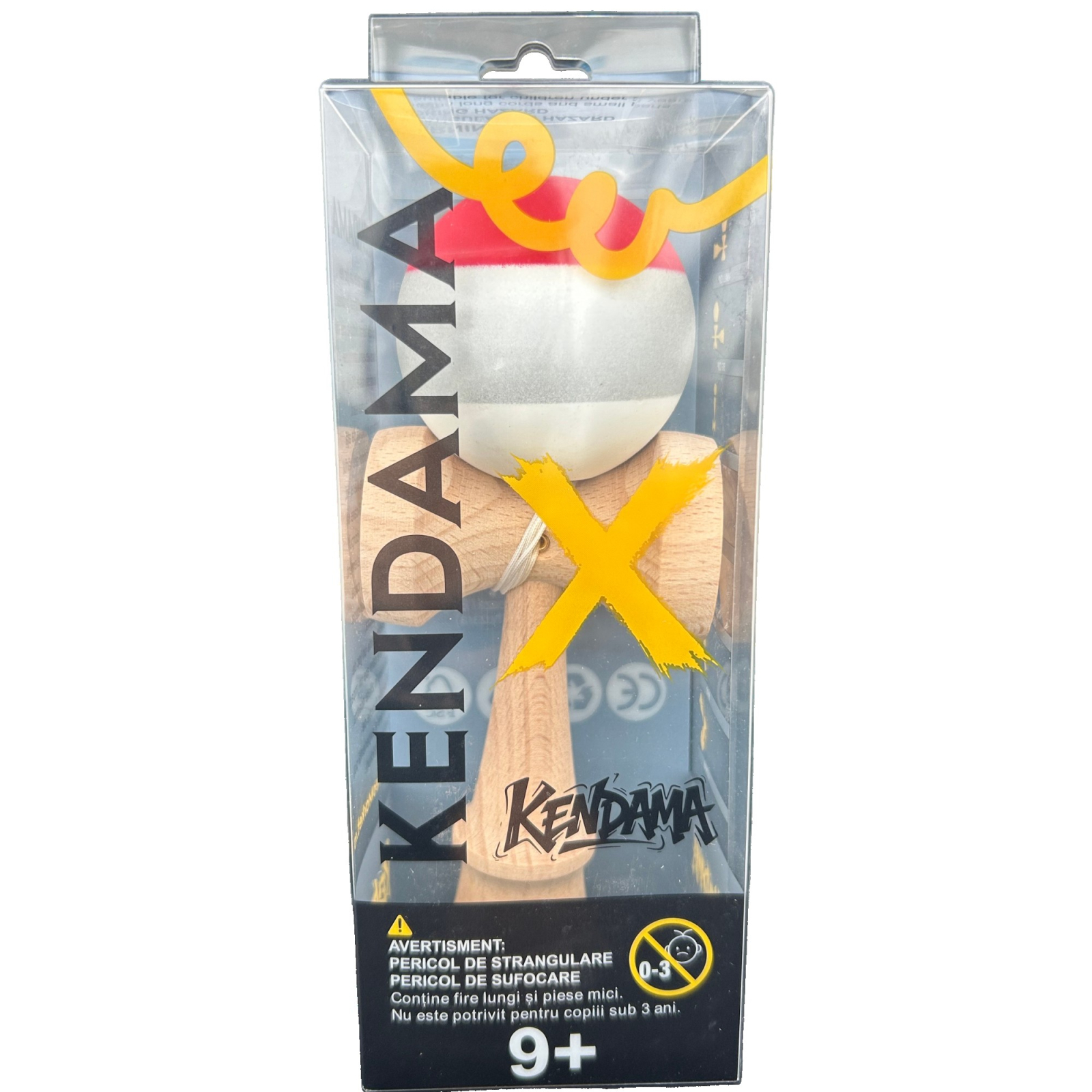 Kendama X Originala, Profesionala, Flippy, din Lemn, 18 cm, Rubber Grip ...