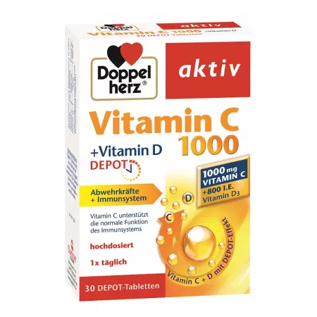 Vitamina C 1000 + Vitamina D, Depot, 30 comprimate Doppelherz