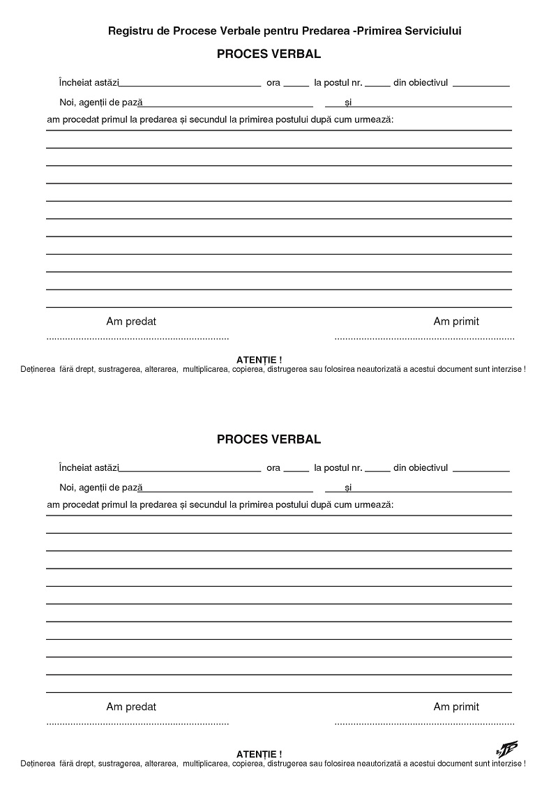 Proces Verbal Predare-Primire serviciu
