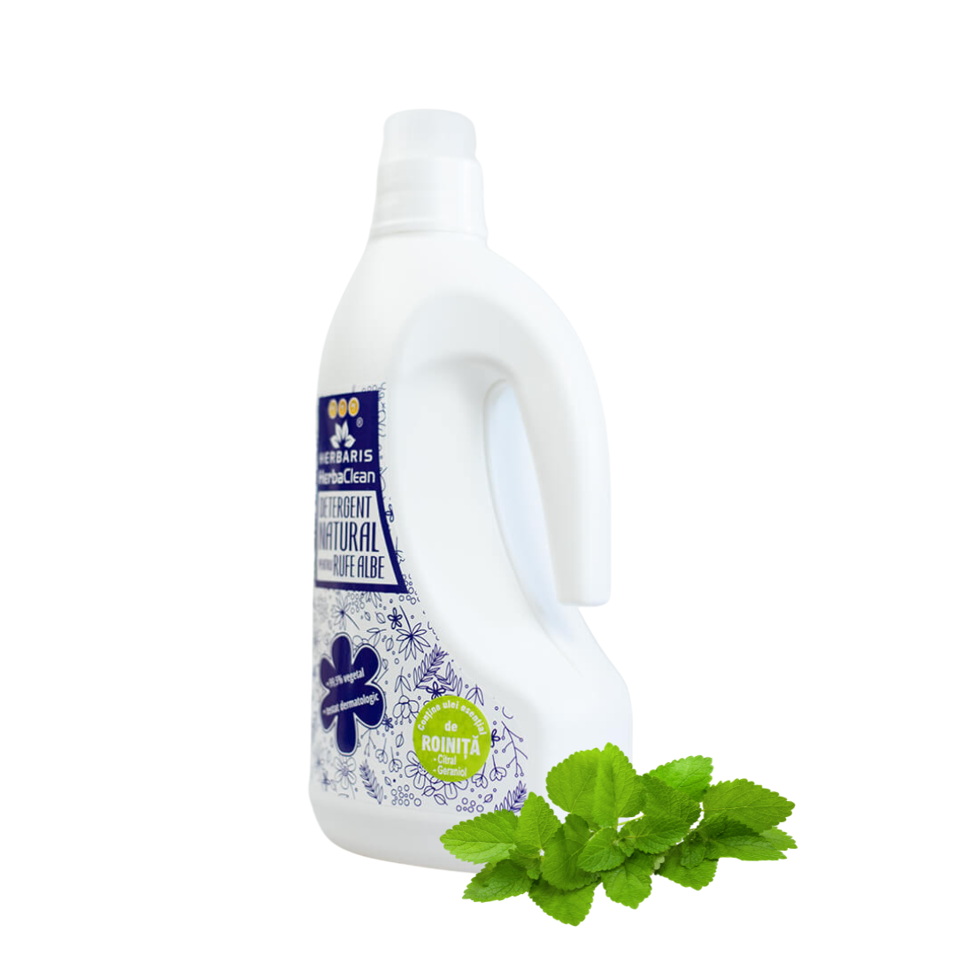 Detergent natural pentru rufe albe cu ulei esential de Roiniţă, 1500ml