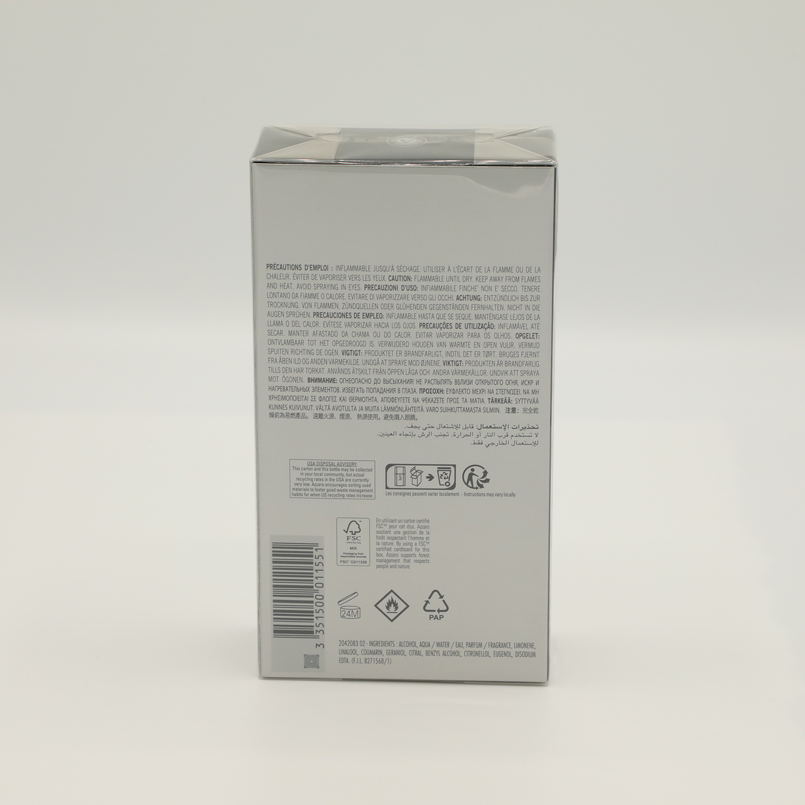 Azzaro Silver Black Eau De Toilette 100 ml