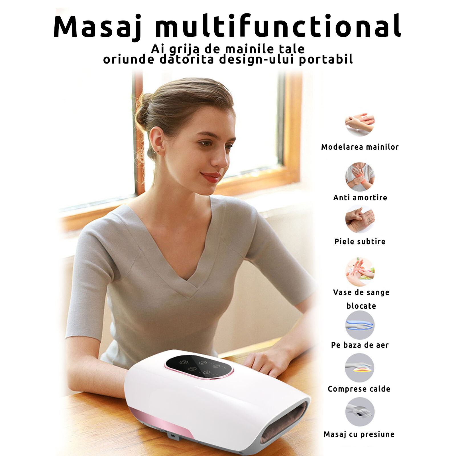 Aparat Masaj Mâini QUAL BRAND® - Drenaj Limfatic și Portabil