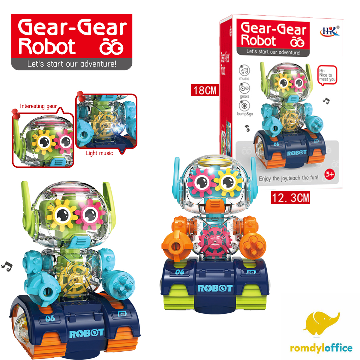 Robot Interactiv cu Sunete si Lumini Led, Transparent
