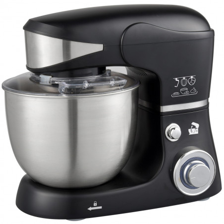 Mixer planetar cu bol inox Royalty Line RL-PKM1600 Negru Max, 1600W, 5 ...