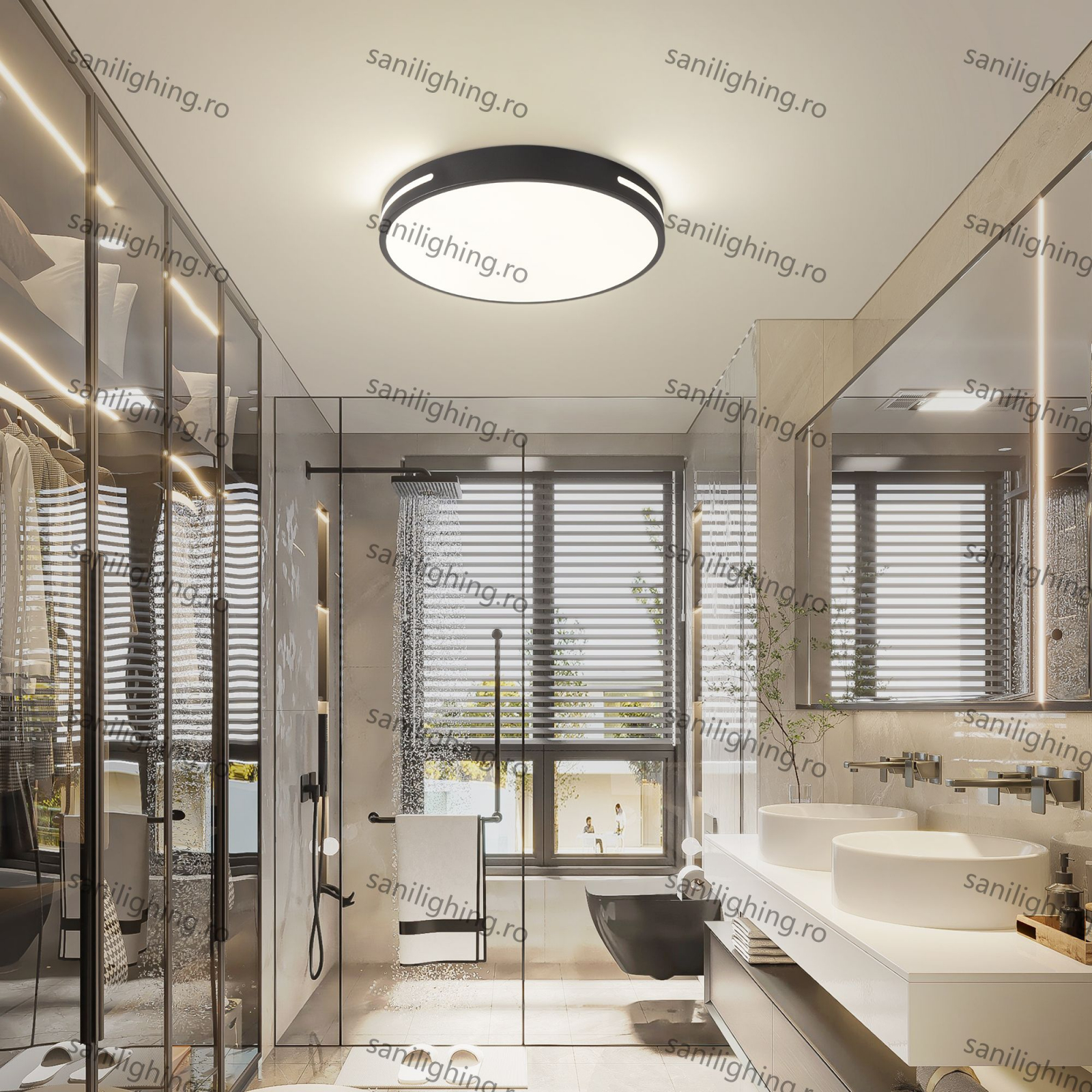 Plafoniera Led Rotunda 72W, Neagra, Intensitate reglabila
