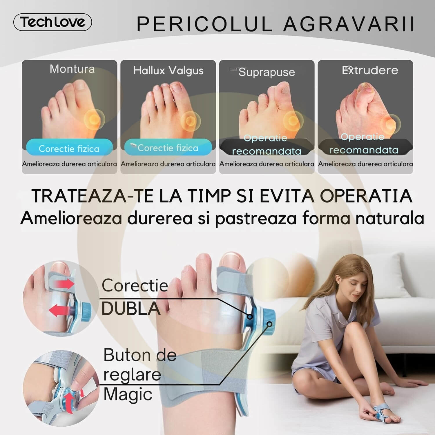 Corector de Monturi Dublu Tech Love pentru Hallux Valgus